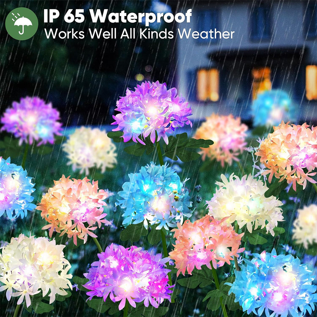 4 Pack LED Outdoor Solar Hydrangea Flowers-Upgraded Solar Garden Light ...
